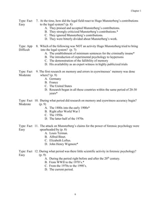 Forensic Psychology 3rd Edition Fulero Test Bank | PDF