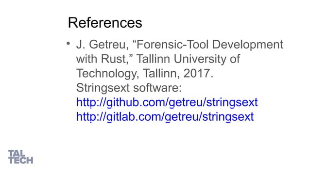 Forensic tool development with rust | ODP | Programming Languages | Computing