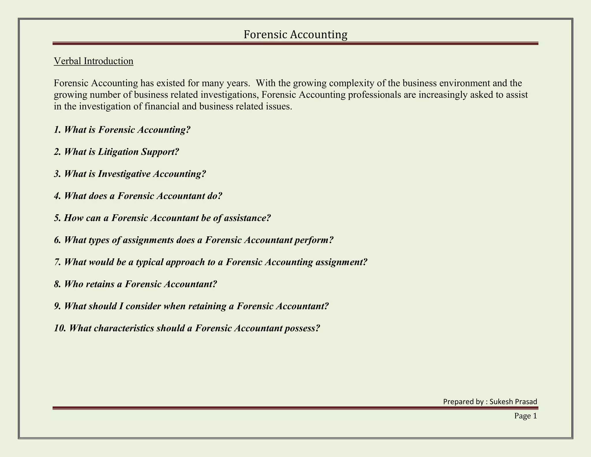 Forensic accounting | PDF