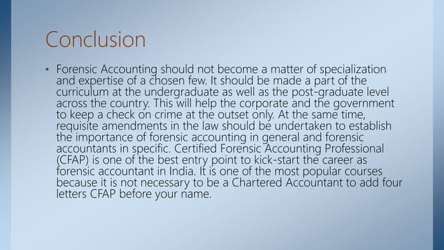 Forensic accounting in india | PPTX