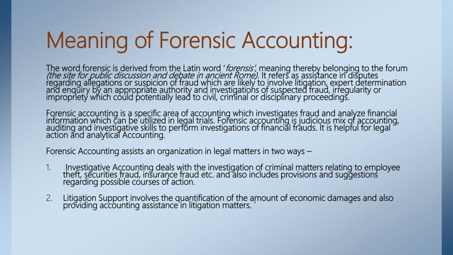 Forensic accounting in india | PPTX