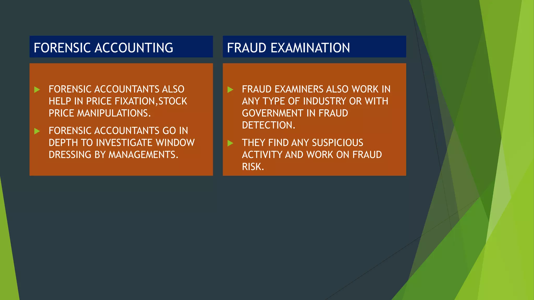 Forensic accounting vs fraud examination | PPTX