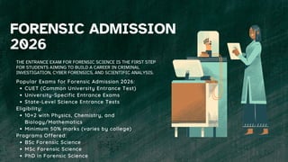 Forensic Admission 2026: Guide to Entrance Exams, Colleges & Career ...