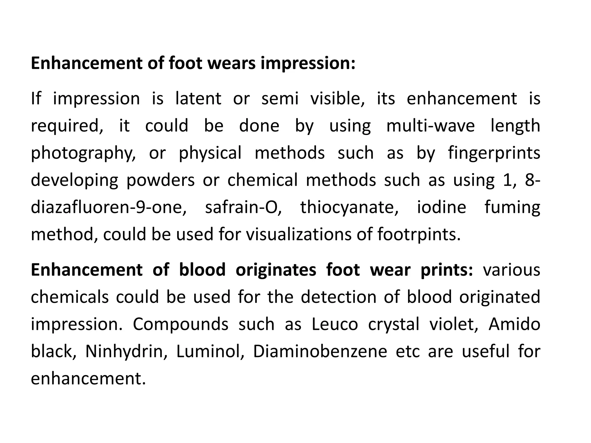 Forensic analysis of foot wear impression | PPTX