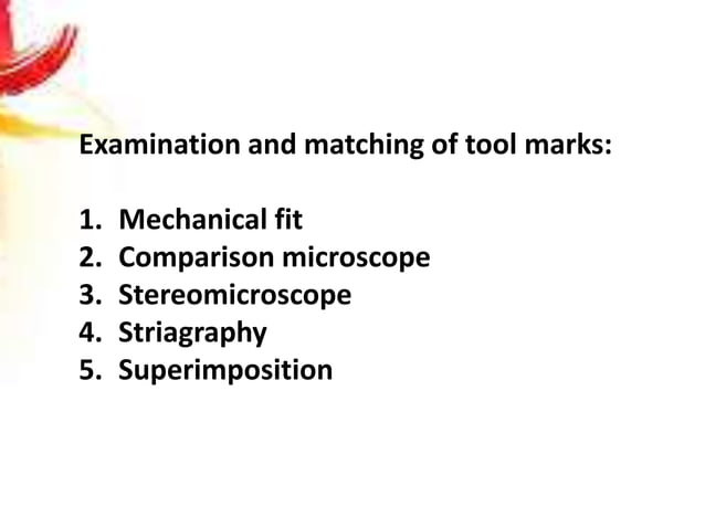 Forensic analysis of tool marks | PPTX | Woodworking | Arts and Crafts