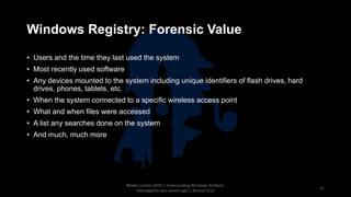 Forensicating windows Artifacts investigation without event logs | PPT