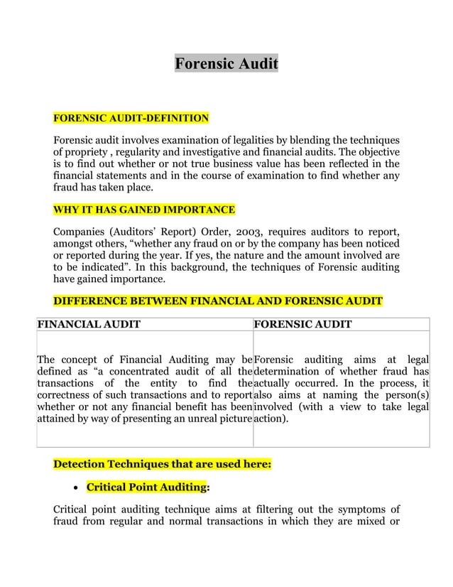 FORENSIC AUDIT | PDF