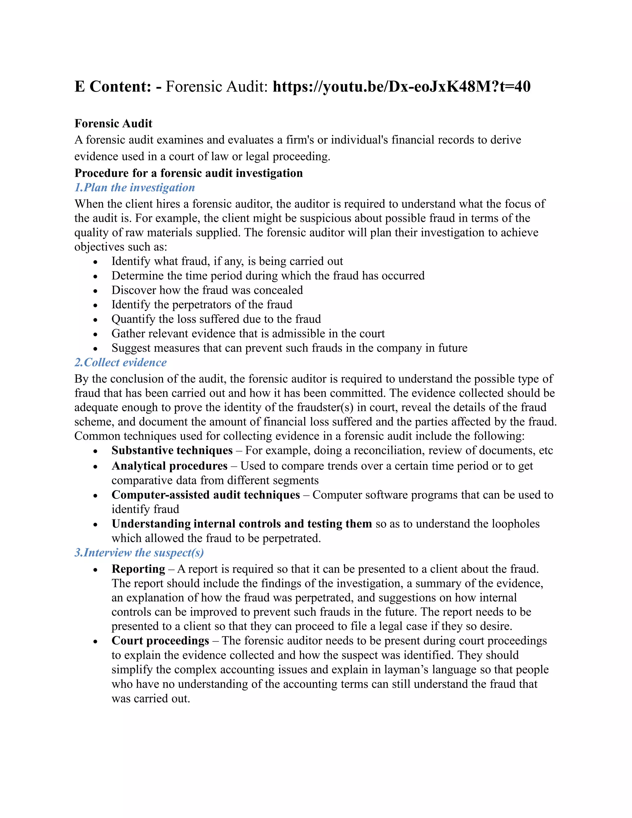 Forensic audit & procedure | PDF