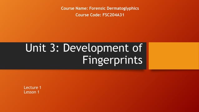 DEVELOPMENT OF FINGERPRINTS | PPTX | Skin and Dermatology | Diseases ...