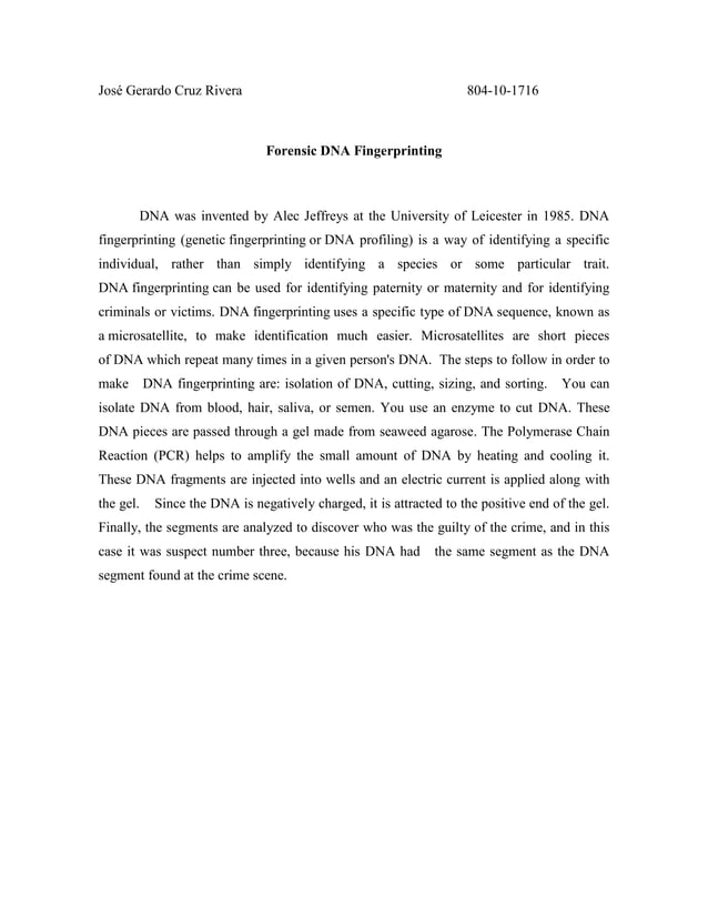 Forensic dna fingerprinting | PDF