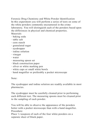 Forensic Drug Chemistry and White Powder IdentificationIn this e.docx