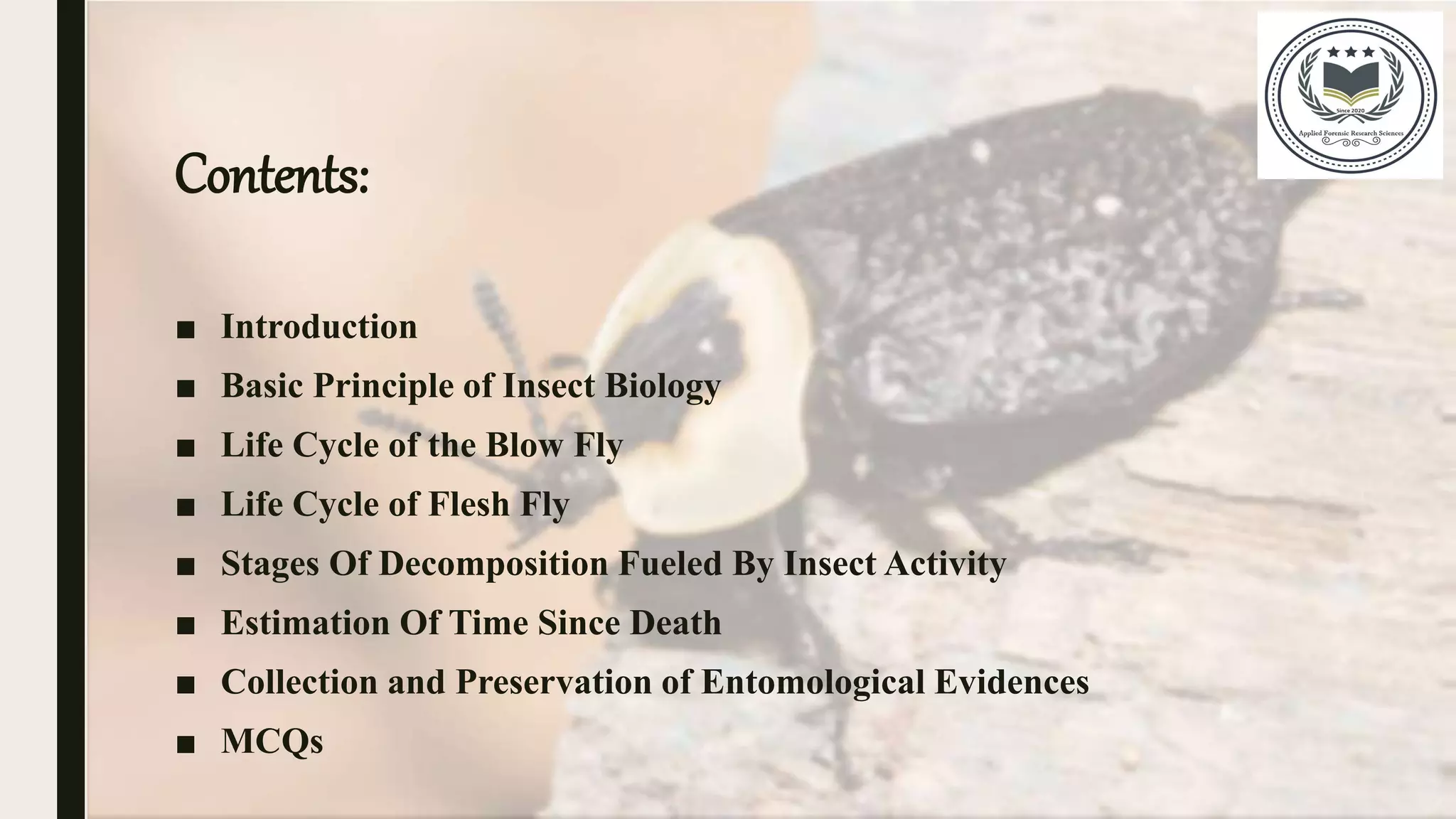 Forensic Entomology | PPTX | Biological Sciences | Science
