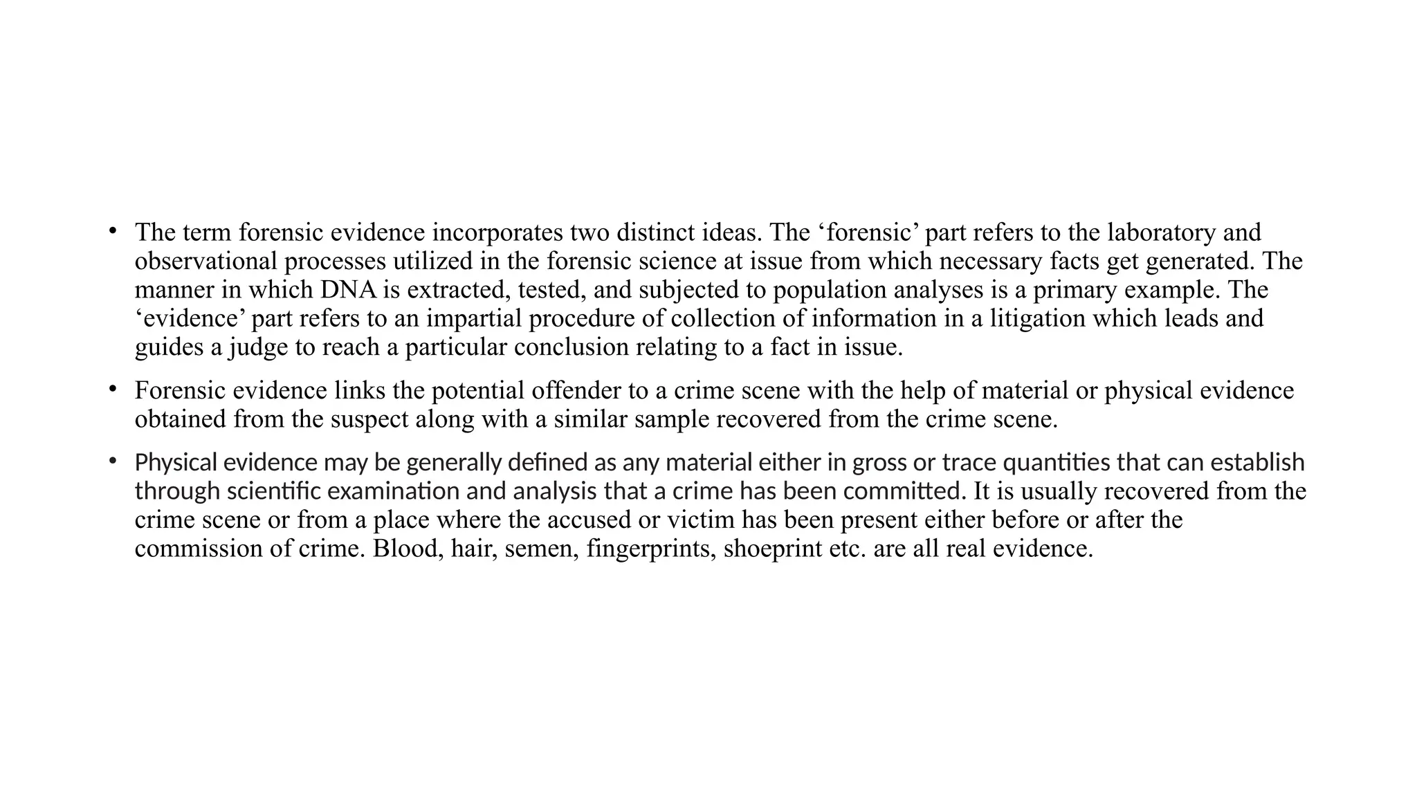 FORENSIC EVIDENCE in CRIMINAL LAW...pptx | Crime & Harmful Acts to ...