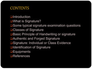 Forensic examination of signature | PPTX