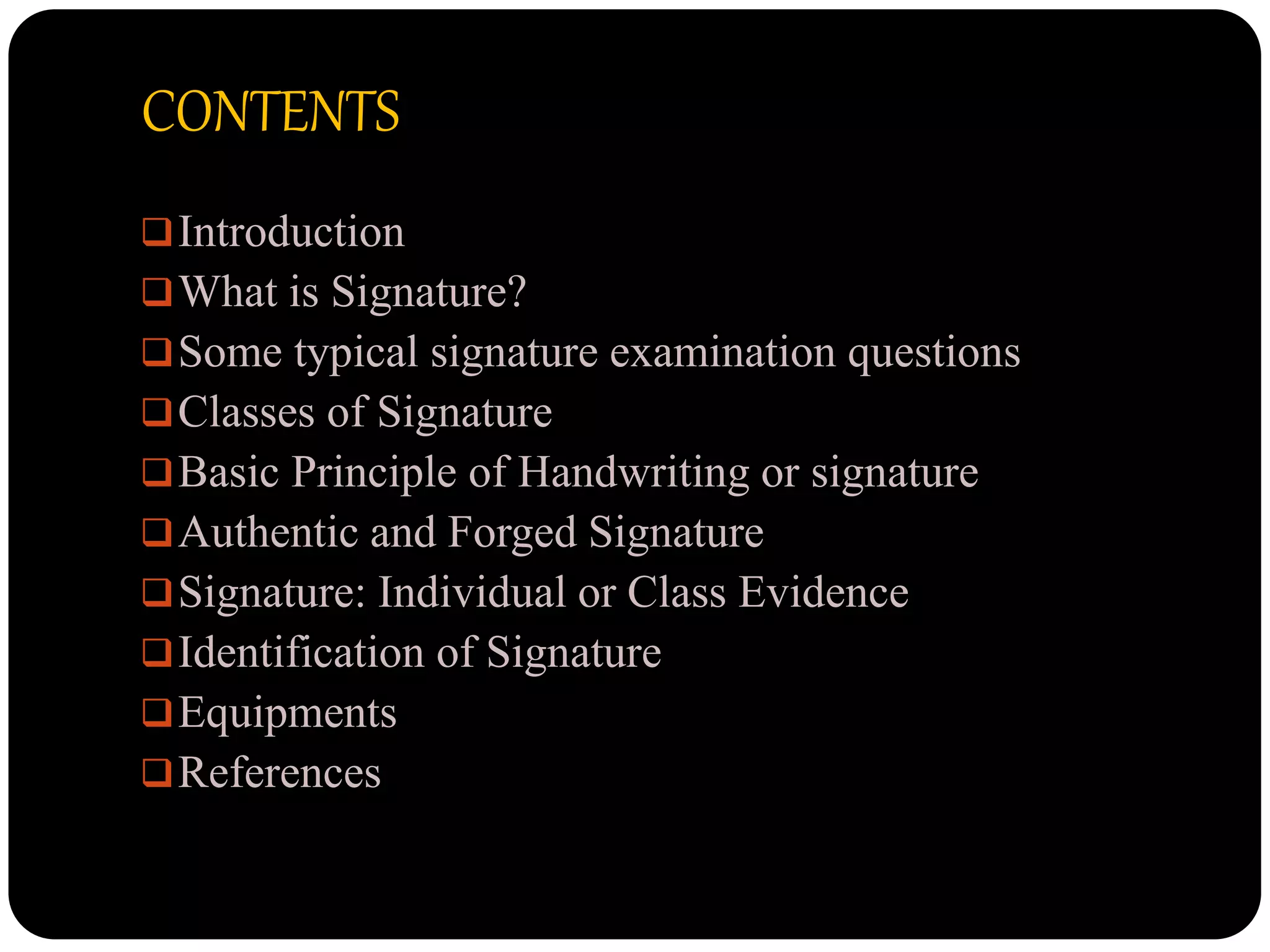 Forensic Examination of Signature | PPTX