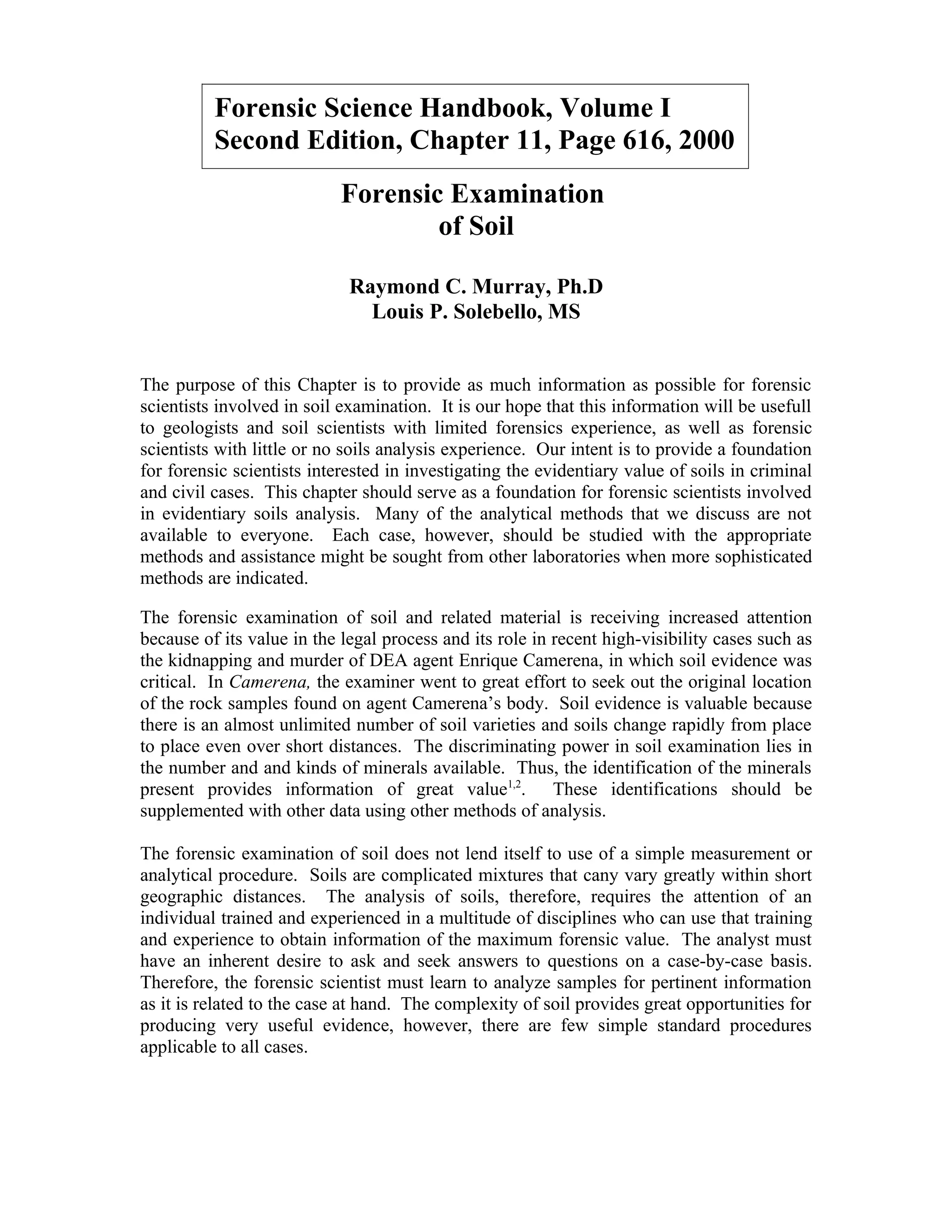 Forensic Examination Of Soils | DOC