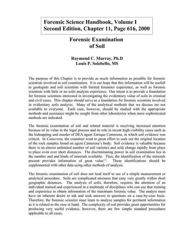 Forensic Examination Of Soils | DOC