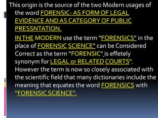 Forensic expert evidence | PPTX | Crime & Harmful Acts to Individuals ...