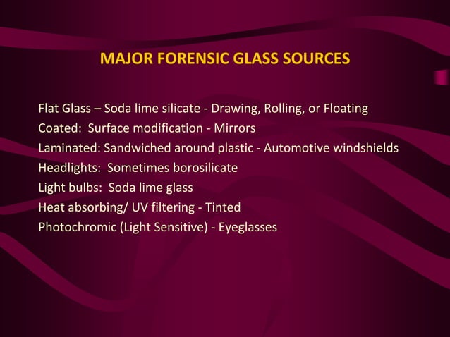Glass Analysis in Forensic Science | PPT | Chemistry | Science