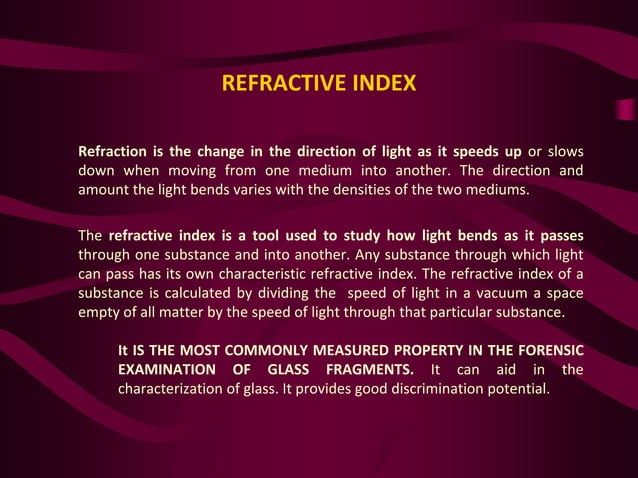 Glass Analysis in Forensic Science | PPT | Chemistry | Science