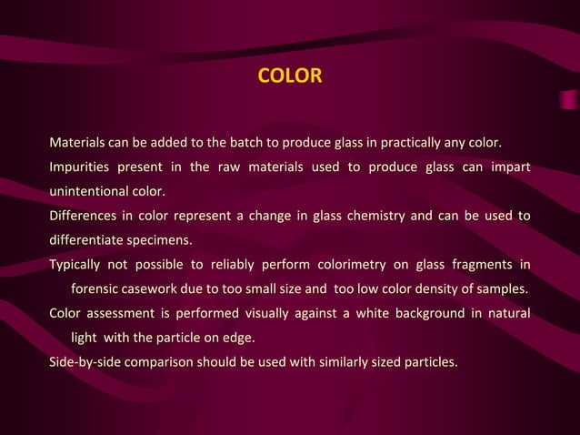 Glass Analysis in Forensic Science | PPT | Chemistry | Science
