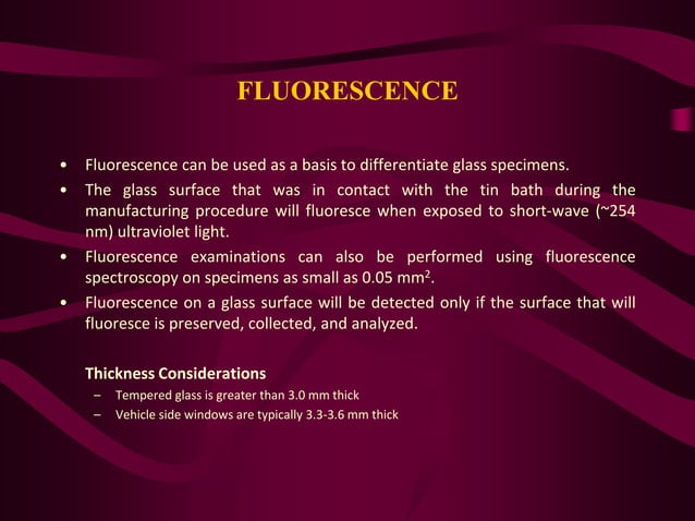 Glass Analysis in Forensic Science | PPT | Chemistry | Science
