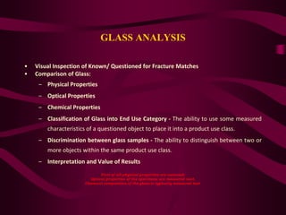 Glass Analysis in Forensic Science | PPT
