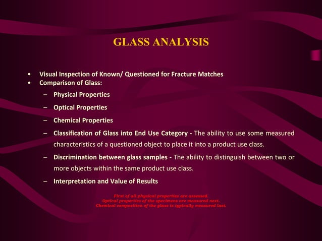 Glass Analysis in Forensic Science | PPT | Chemistry | Science