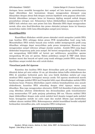 Forensic Goodwin 4. DNA Extraction and Quantification | PDF