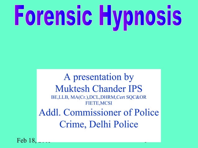Forensic Hypnosis | PPT