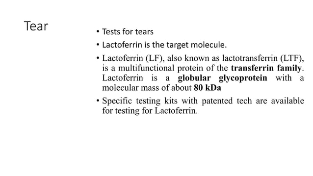 Forensic identification of uncommon body fluids.pptx | Chemistry | Science