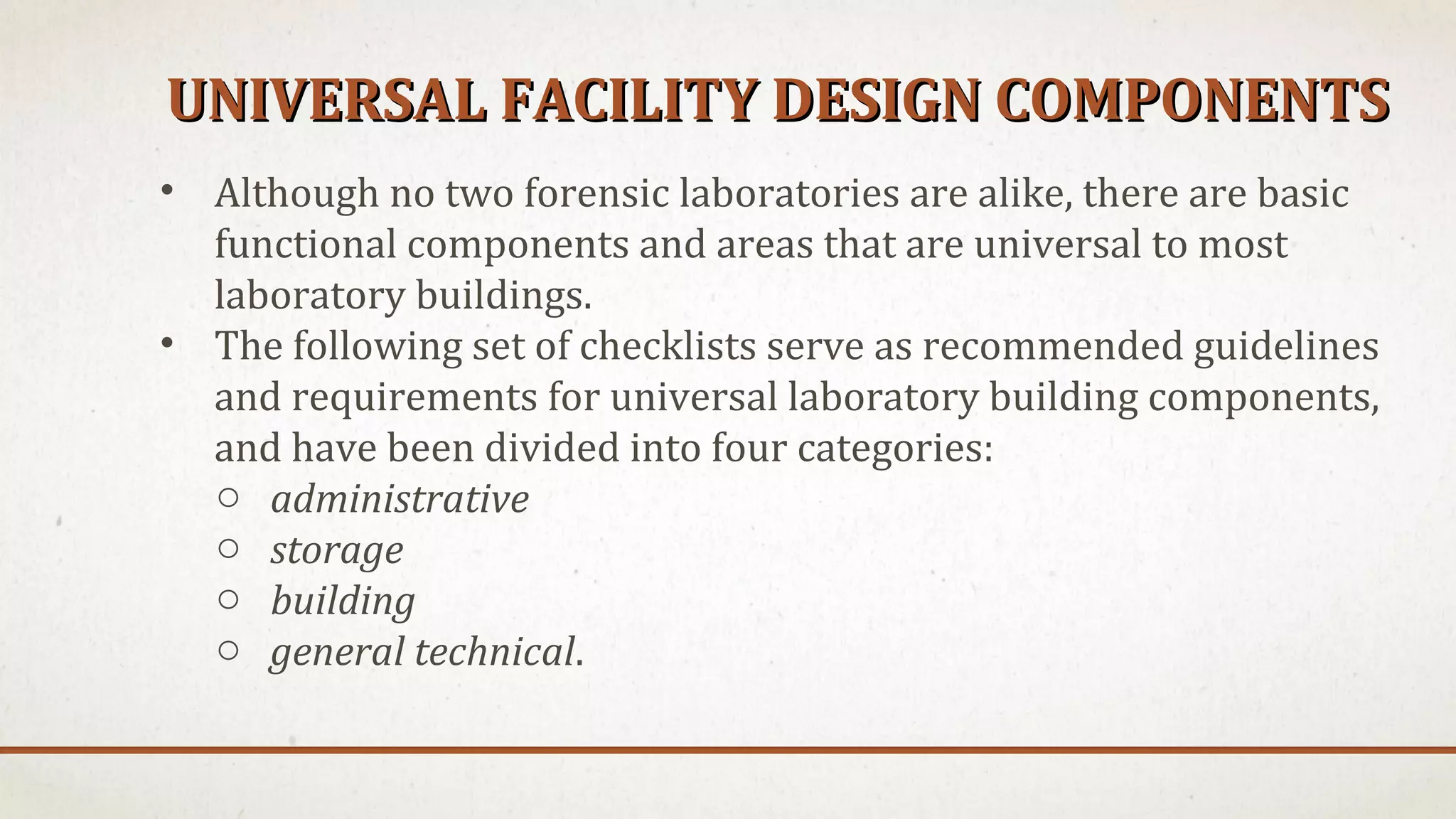 Forensic laboratory setup requirements | PPT | Civil Engineering ...