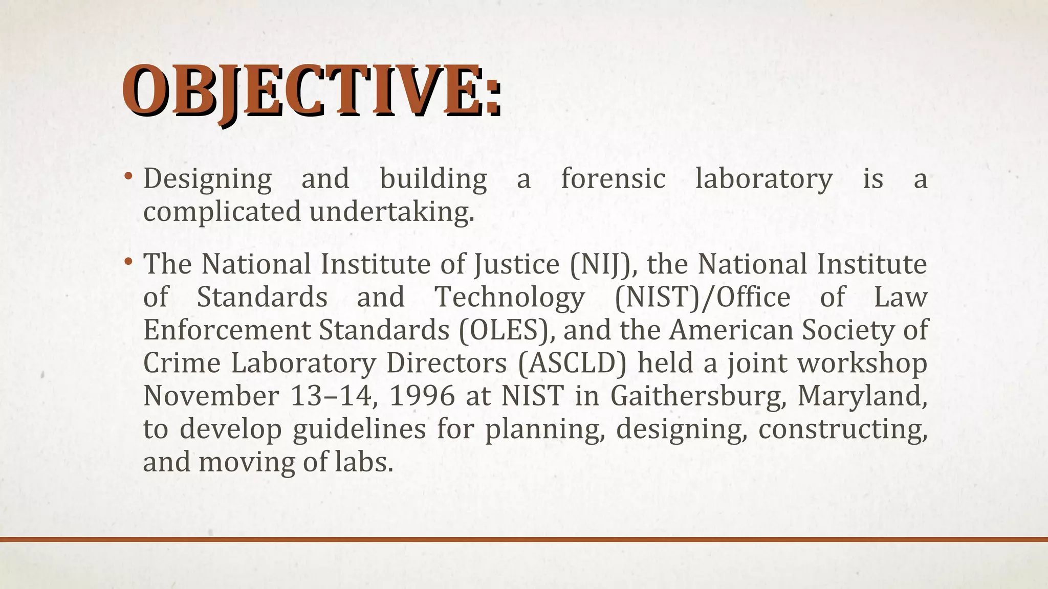 Forensic laboratory setup requirements | PPT