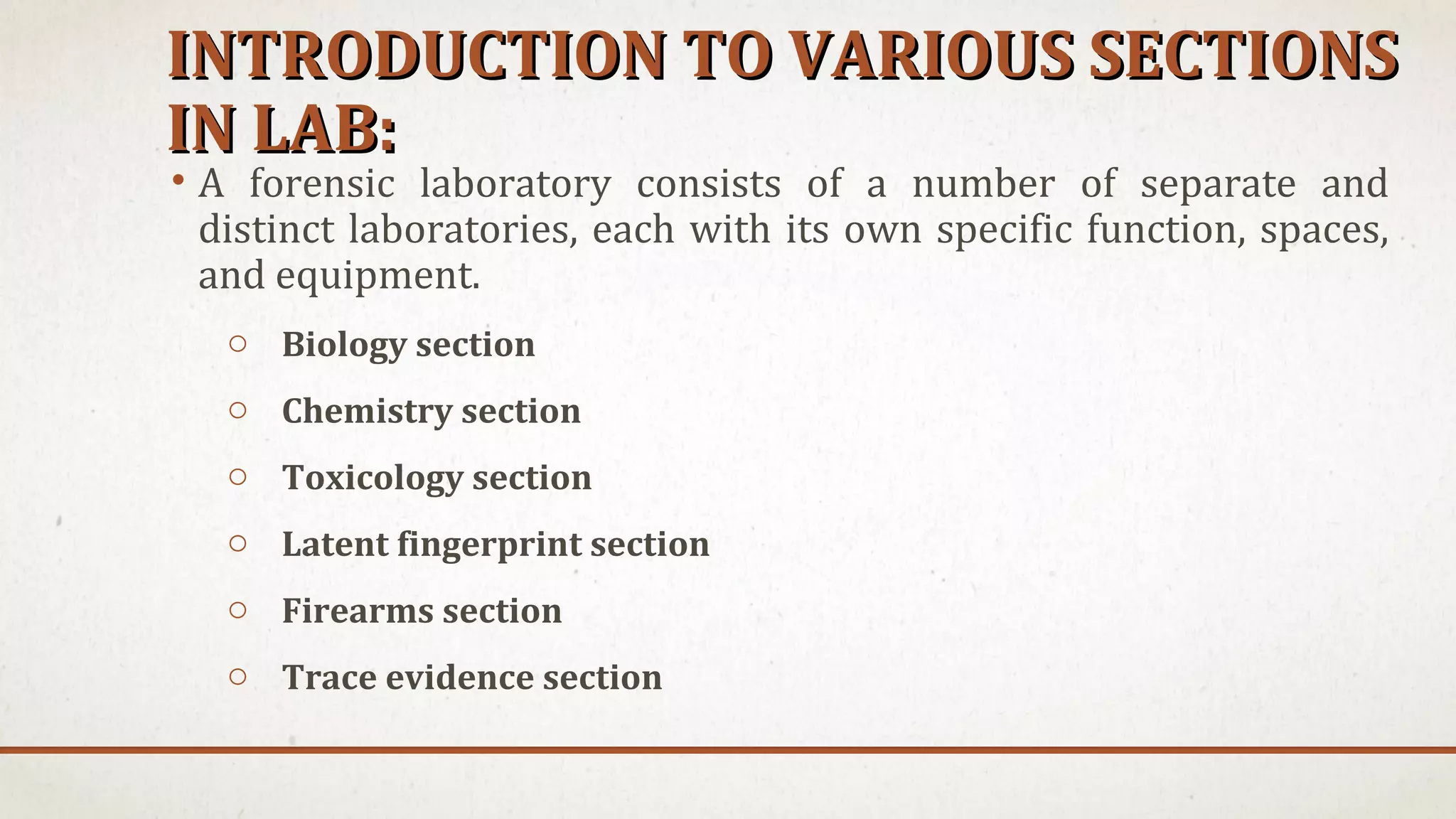 Forensic laboratory setup requirements | PPT
