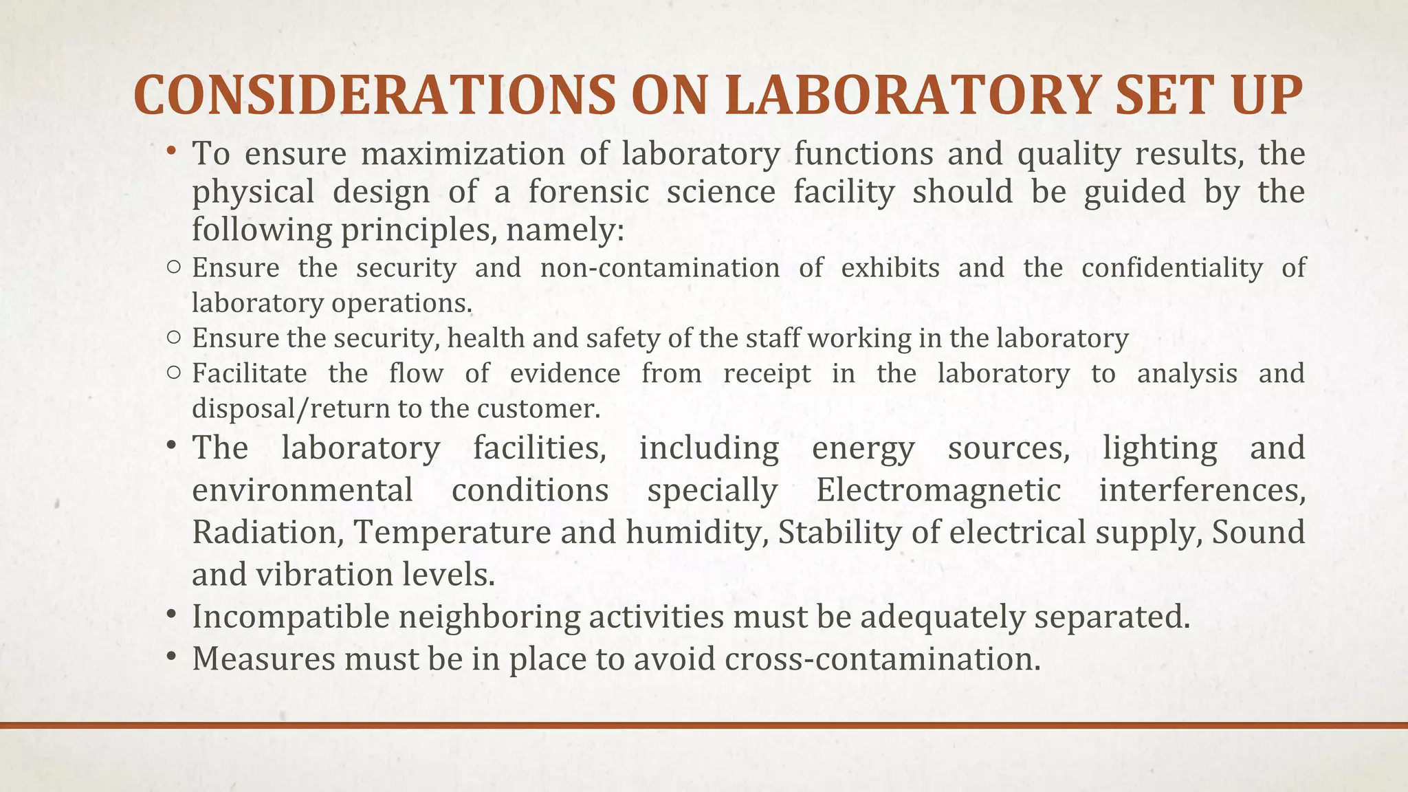 Forensic laboratory setup requirements | PPT