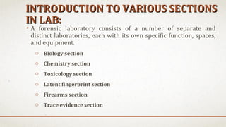 Forensic laboratory setup requirements | PPT