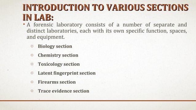 Forensic laboratory setup requirements | PPT | Civil Engineering ...