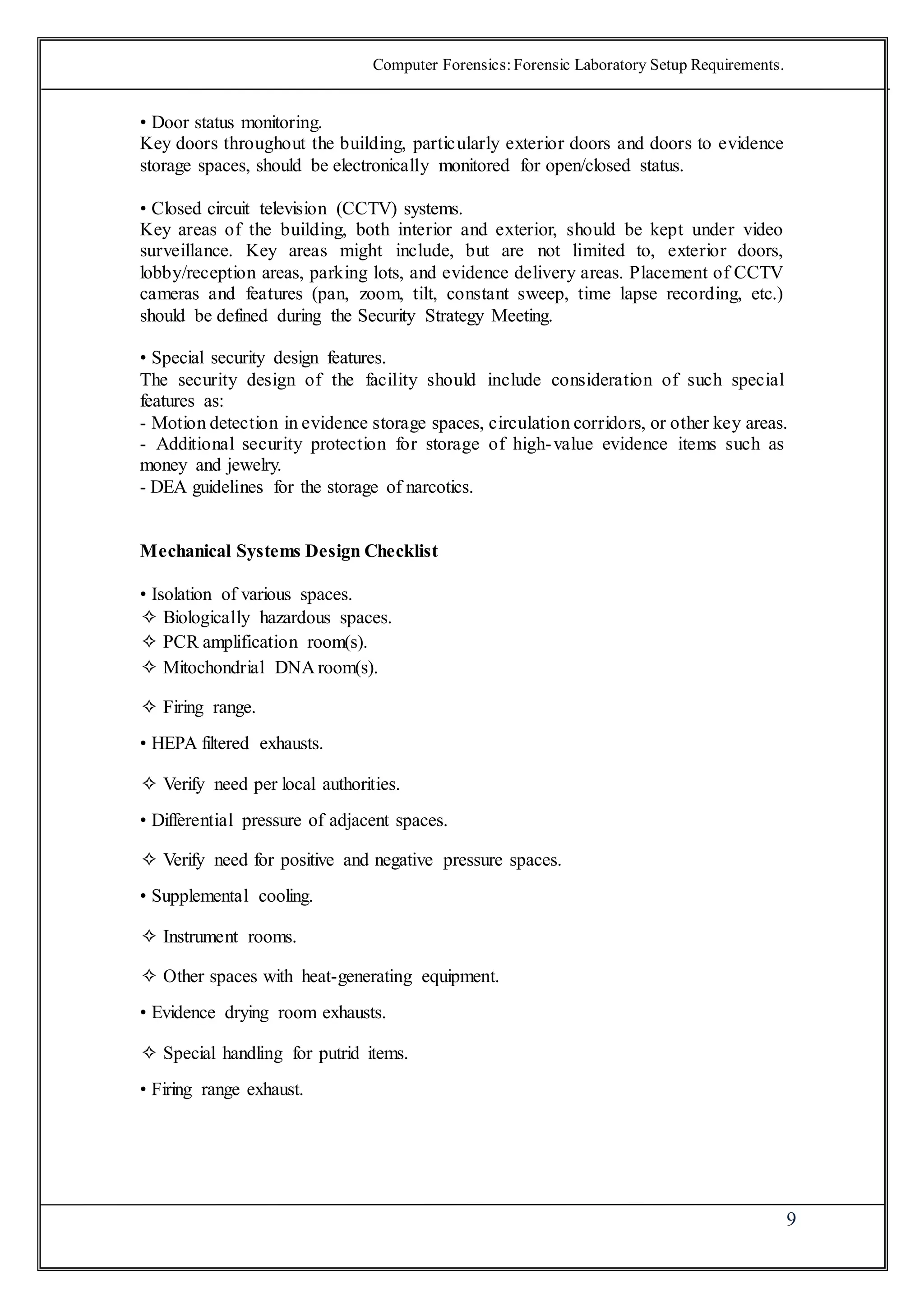 Forensic laboratory setup requirements | DOCX