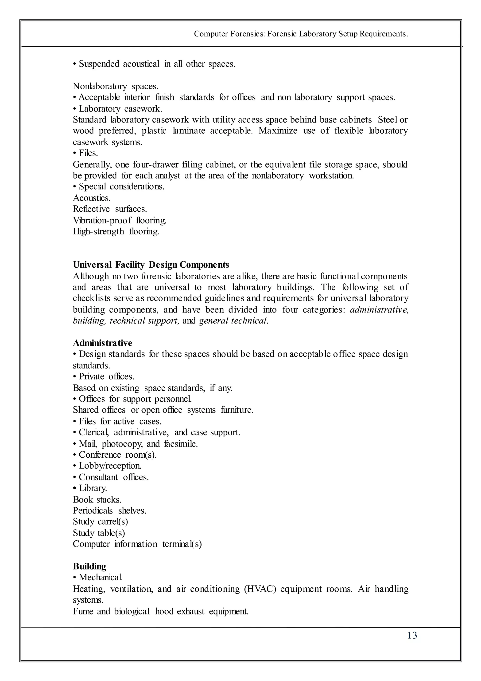 Forensic laboratory setup requirements | DOCX