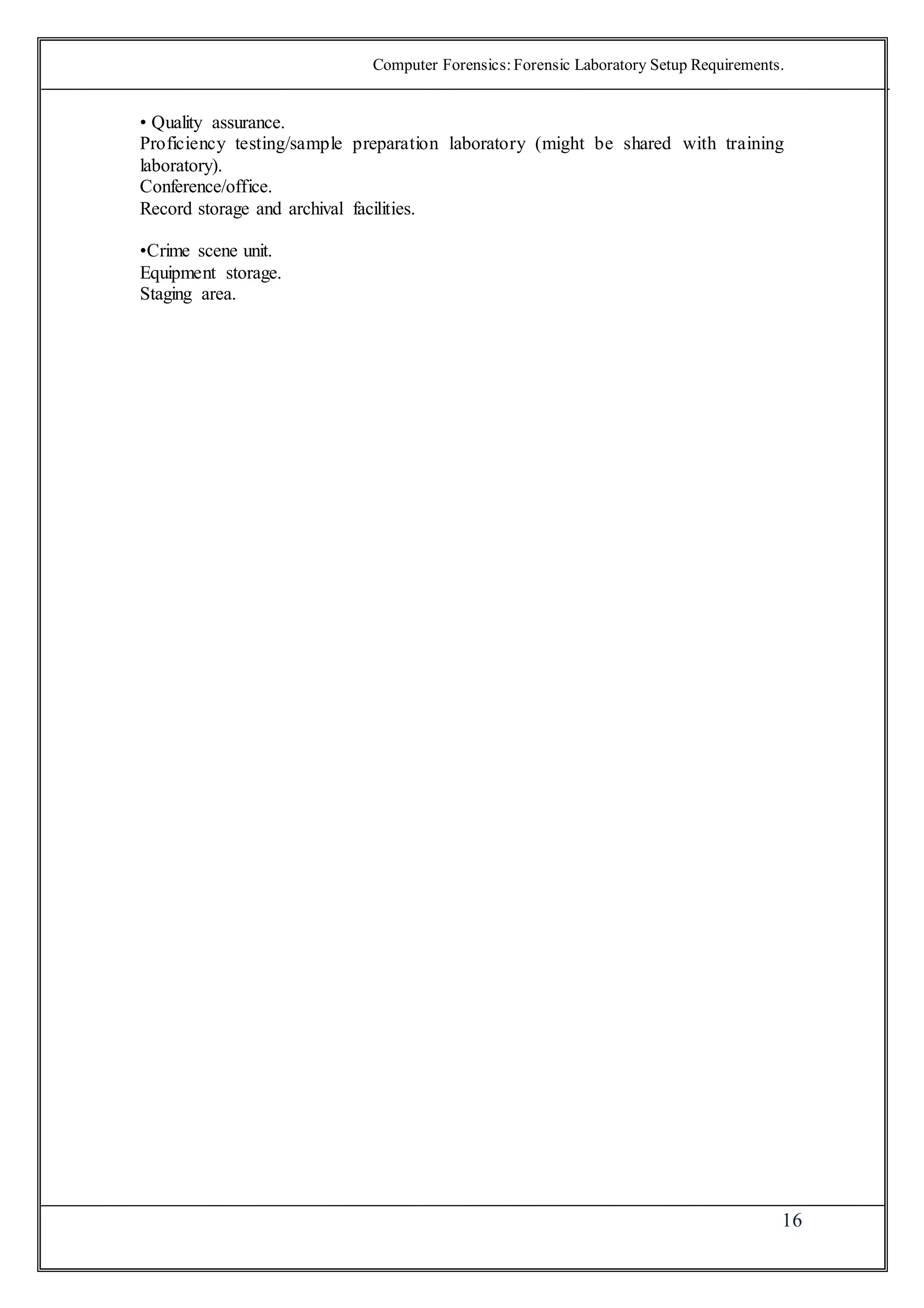 Forensic laboratory setup requirements | DOCX