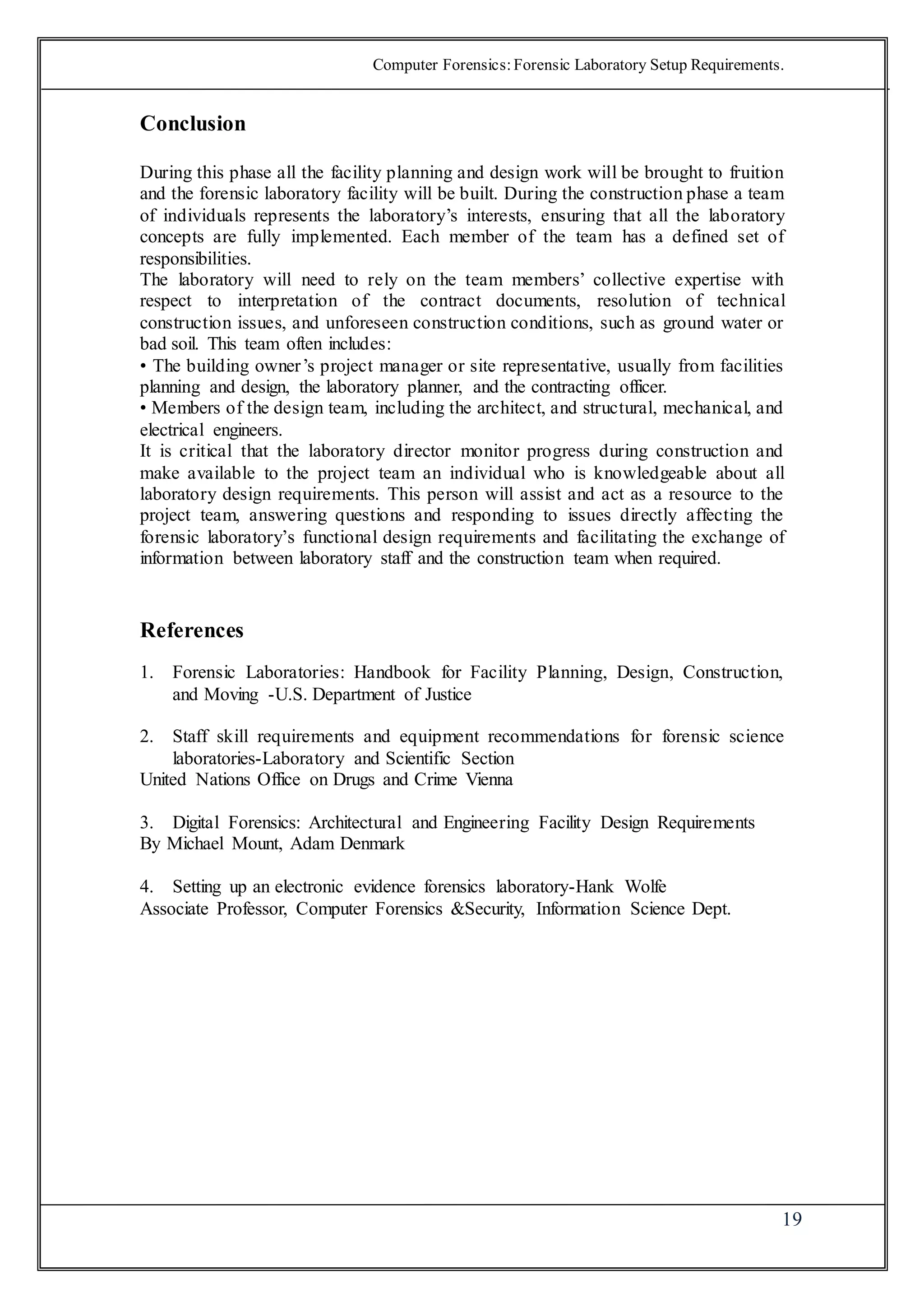 Forensic laboratory setup requirements | DOCX