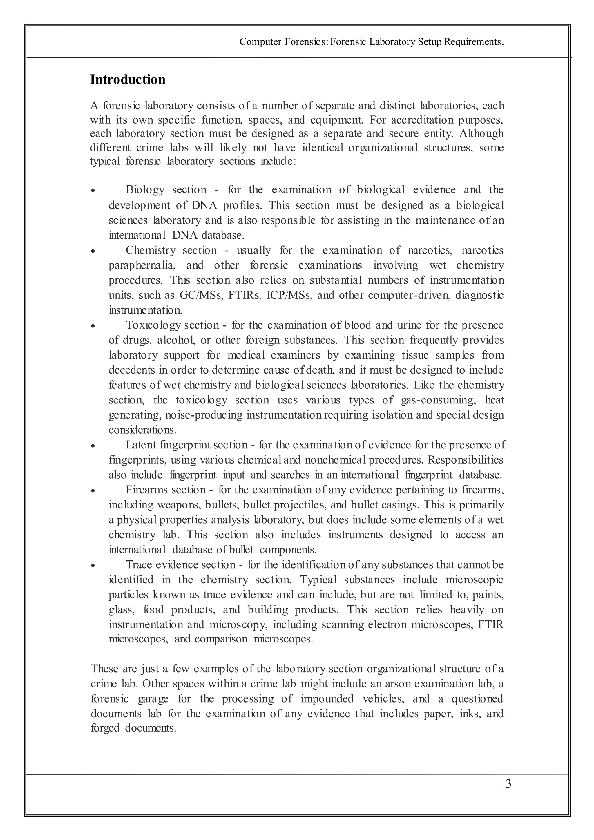 Forensic laboratory setup requirements | DOCX