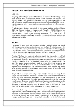 Forensic laboratory setup requirements | DOCX