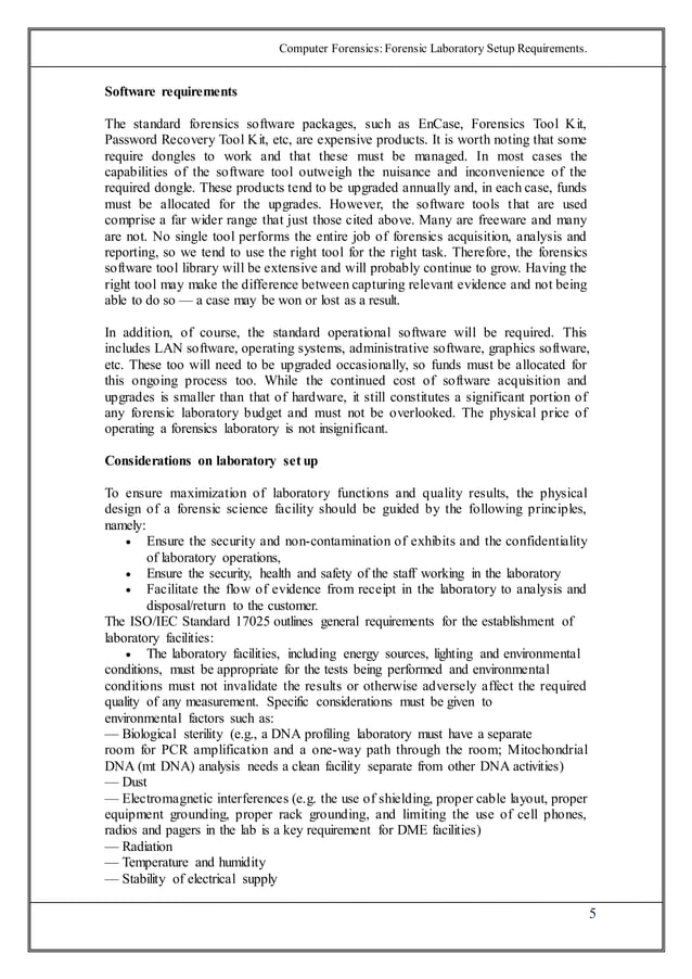Forensic laboratory setup requirements | DOCX | Chemistry | Science