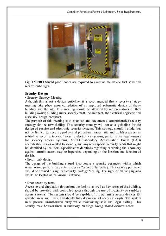Forensic laboratory setup requirements