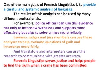 Forensic Linguistics | PPTX