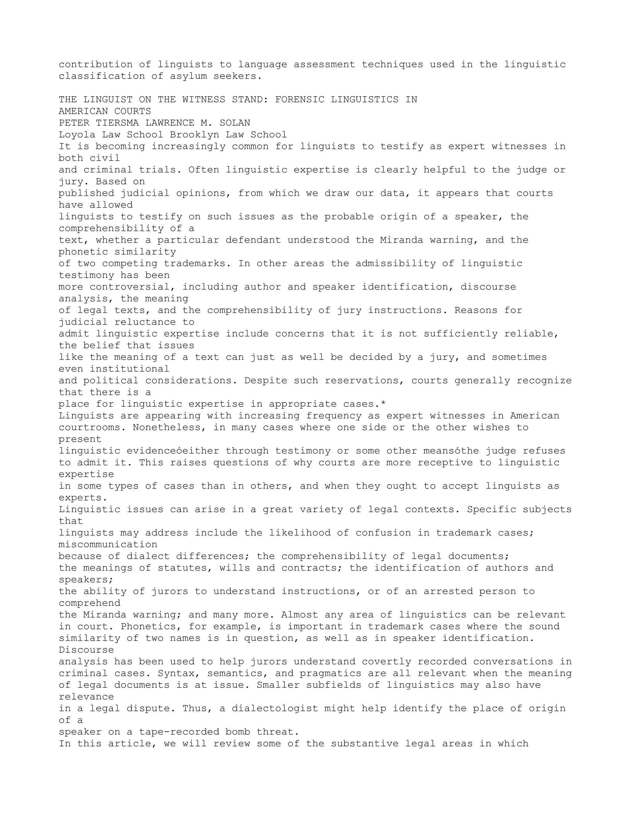 Forensic linguistic corpus | TXT