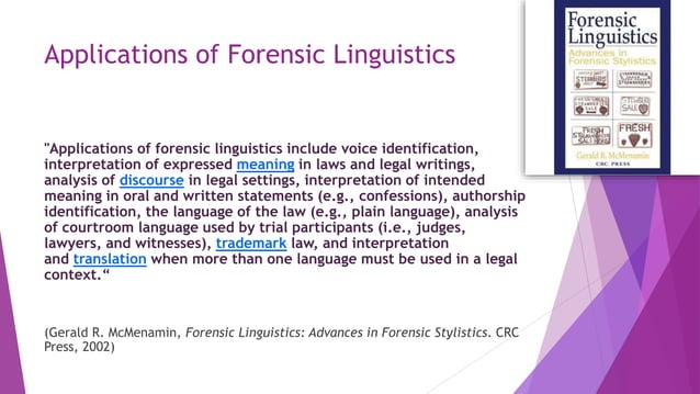 Forensic linguistics | PPTX | Legal Services Industry | Industries