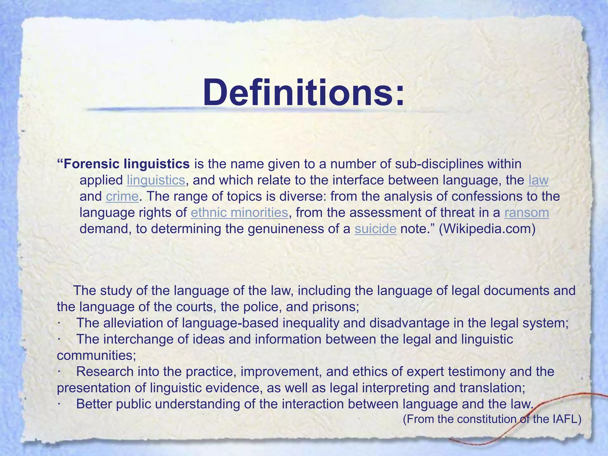 Forensic linguistics | PPT