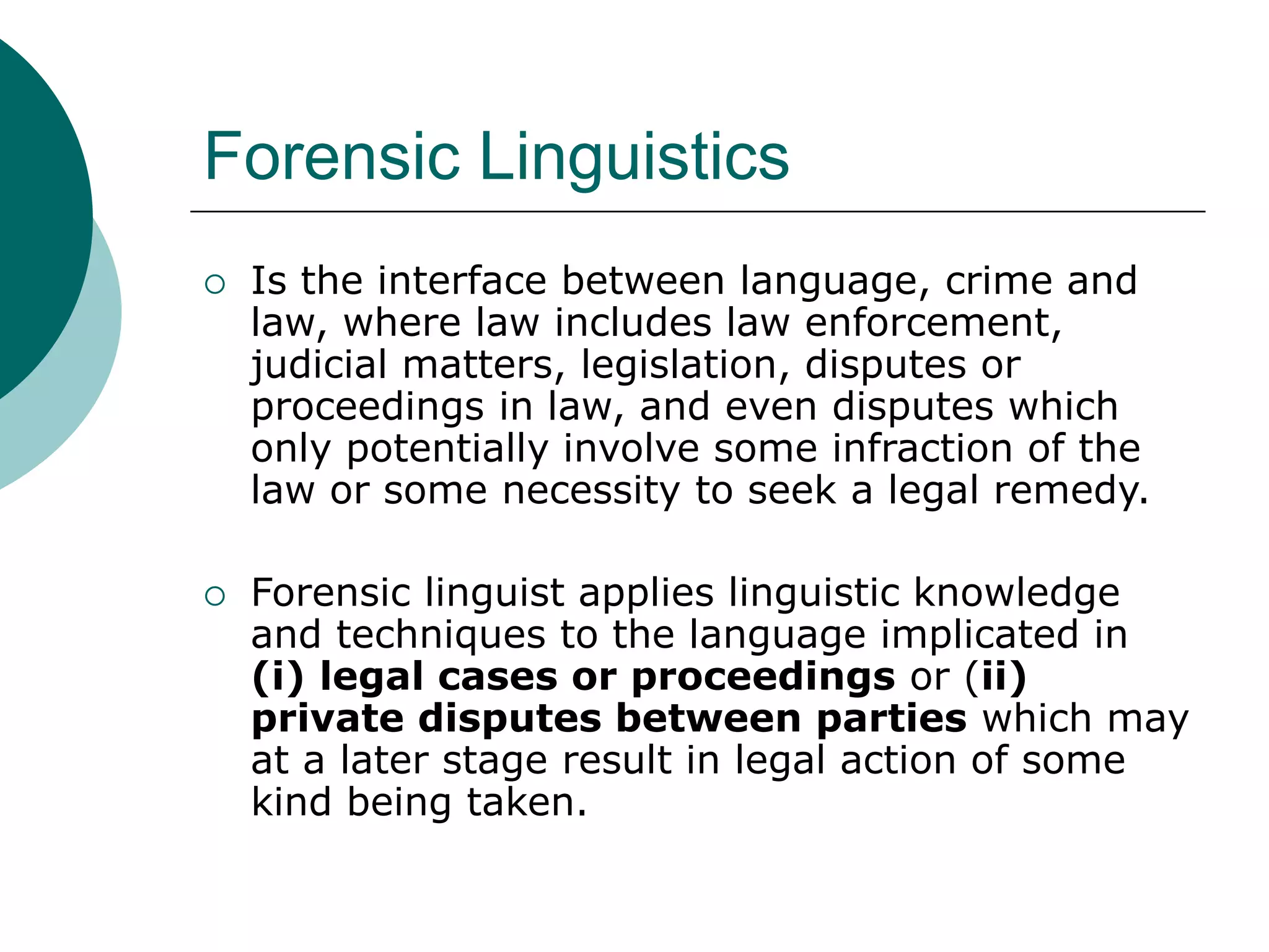 Forensic linguistics | PPT